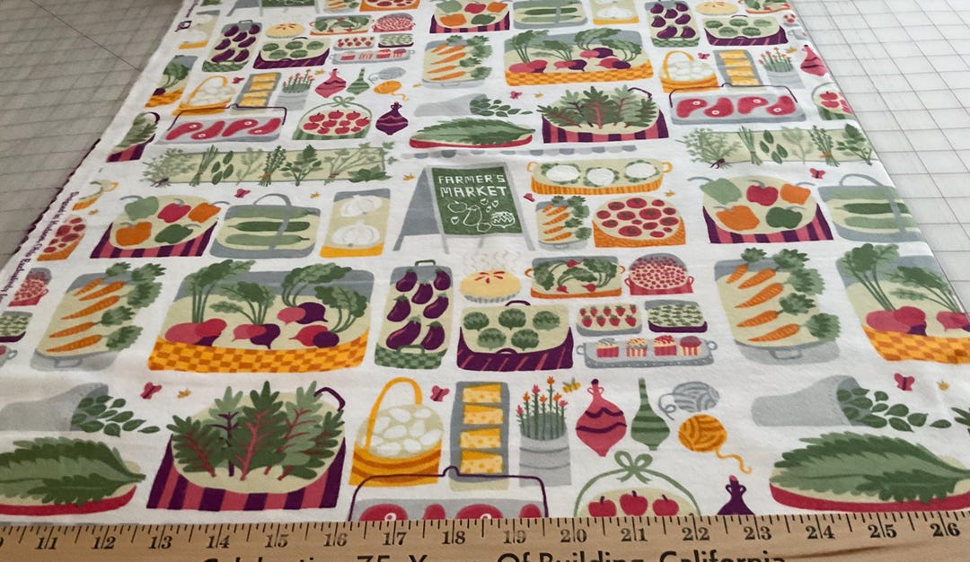 Flannel/vegetables/farmer’s Market Foods on White Background Cotton ...