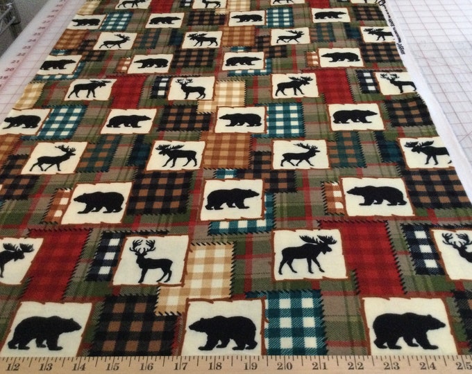 4 Yards/flannel/wilderness Animals Patch/silhouette Animals Cotton ...