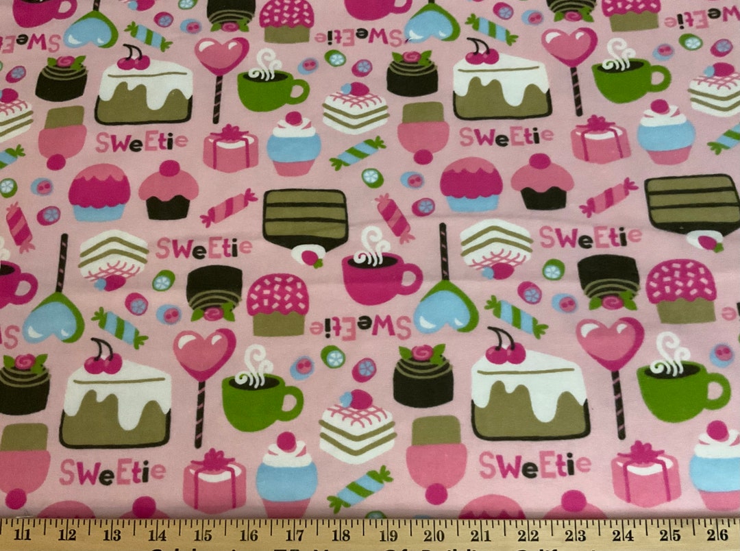 Flannel/cakes and Pastries on Pink Background Cotton Fabric - Etsy