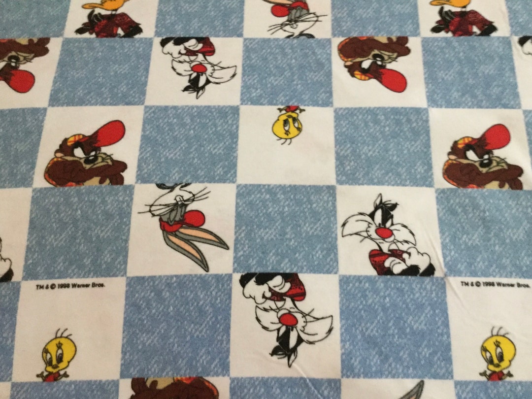 1 Yard/flannel/licensed Character Block Print/cartoon Characters Cotton ...