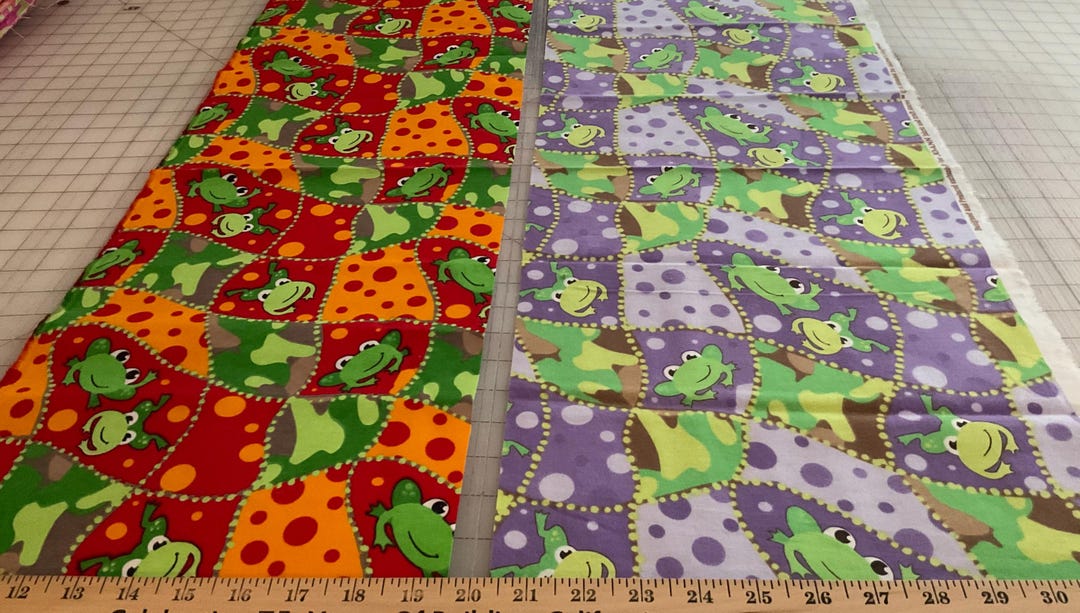 Flannel Remnant/frogs and Polka Dots Prints Cotton Fabric - Etsy