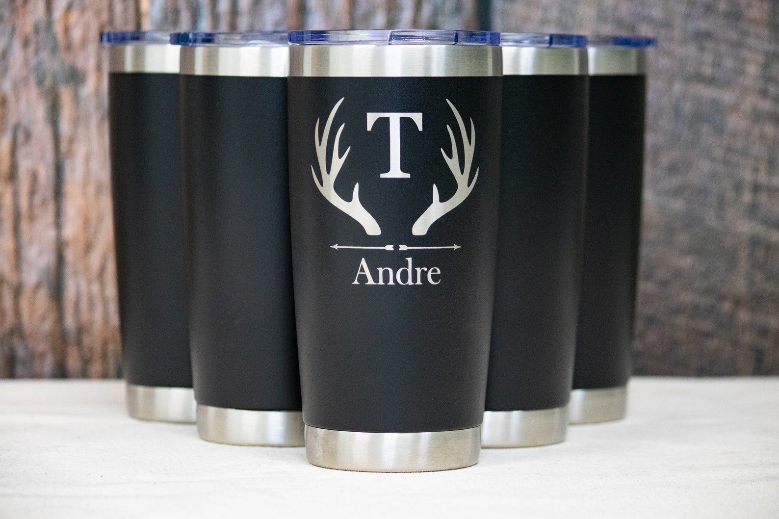 Custom Engraved Stainless Tumbler – Antler Monogram, 20 Oz - Etsy