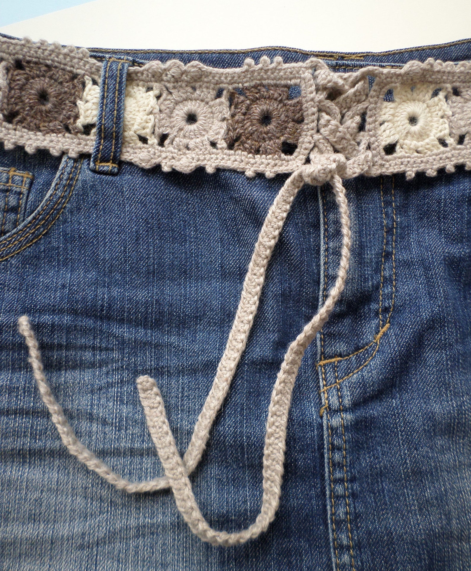 Crochet Granny Square Belt With String Gift for Her - Etsy