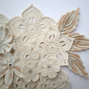 Crochet Flower Motifs Beige Cream Irish Crochet Lace Boho - Etsy