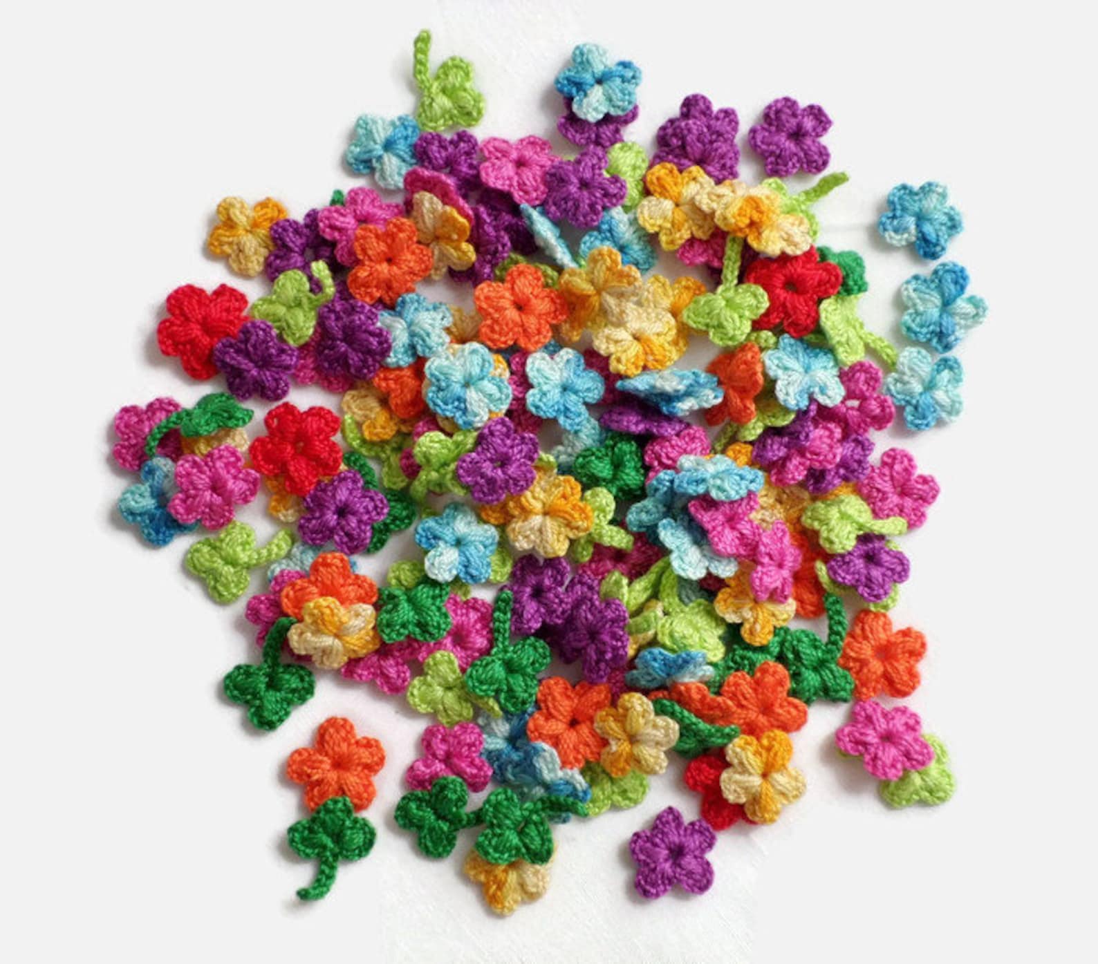 Set of 50 Tiny Crochet Flowers - Etsy