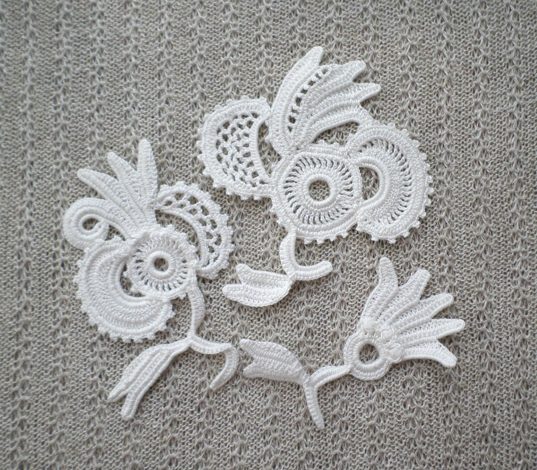 Irish Crochet Lace Flower Motives off White Floral Applique Wedding ...