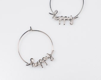 Wire word earrings | Etsy