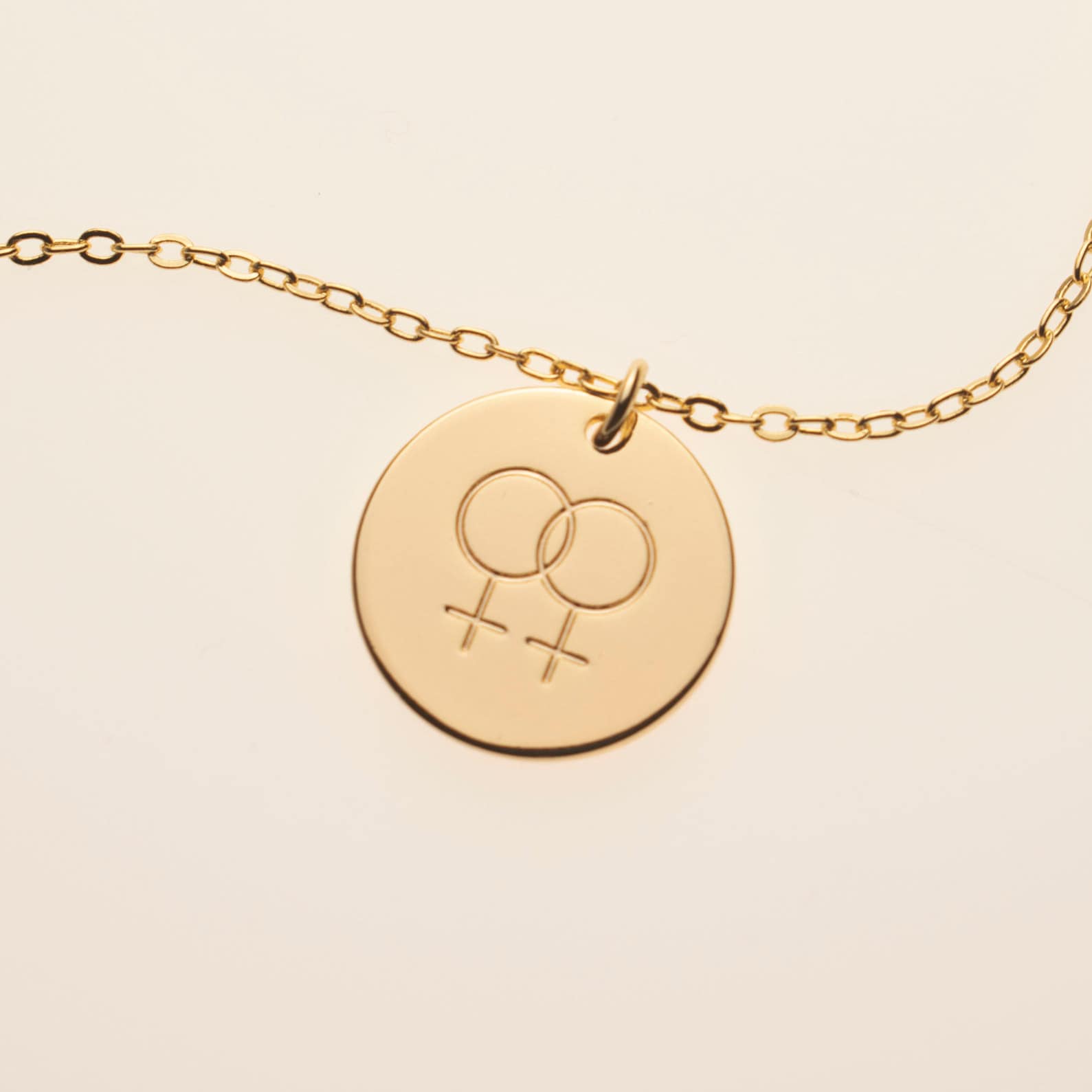 Double Female Venus Symbol Lesbian LGBTQ Disc Charm Necklace - Etsy