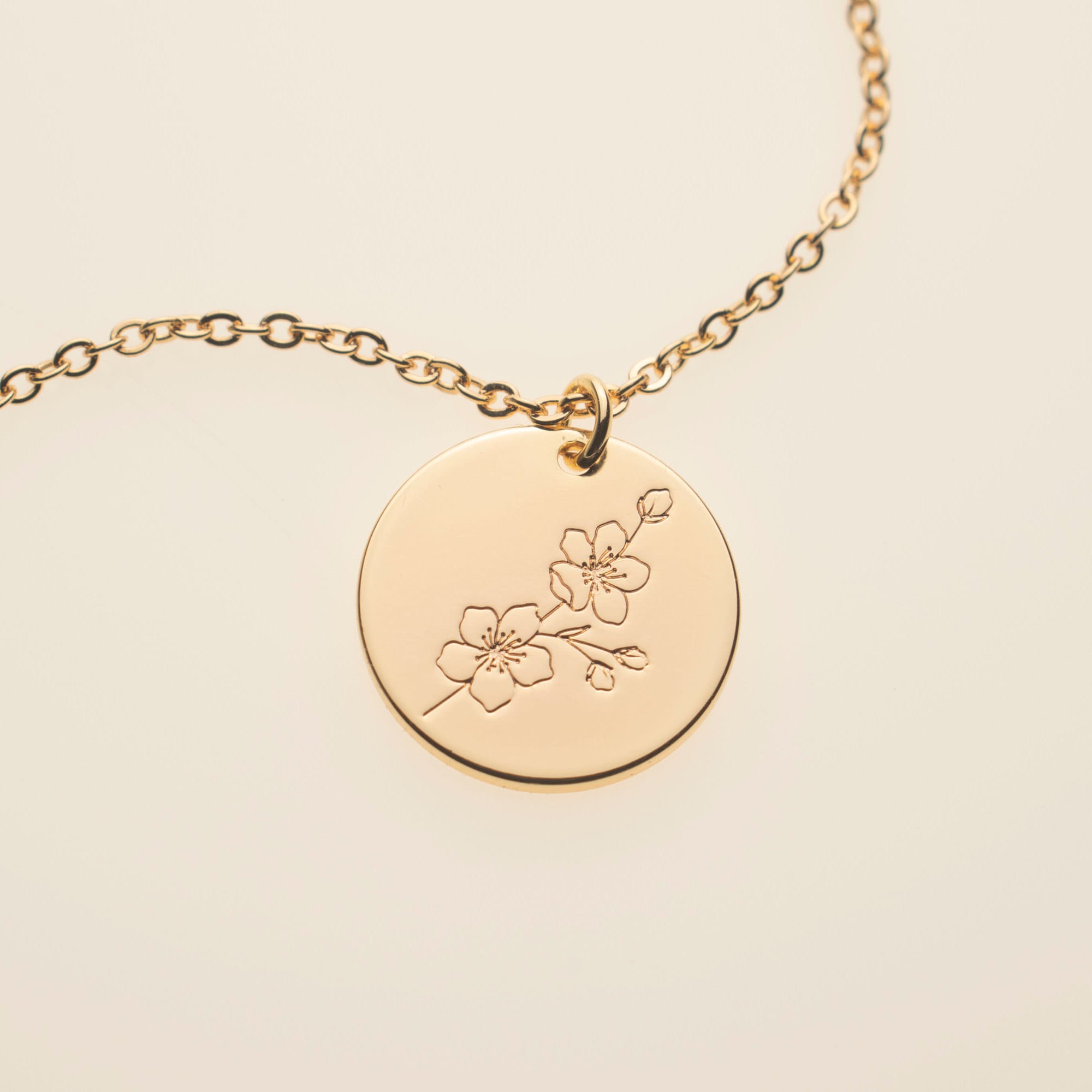 Cherry Blossom March Birth Month Flower Pendant Necklace - Etsy