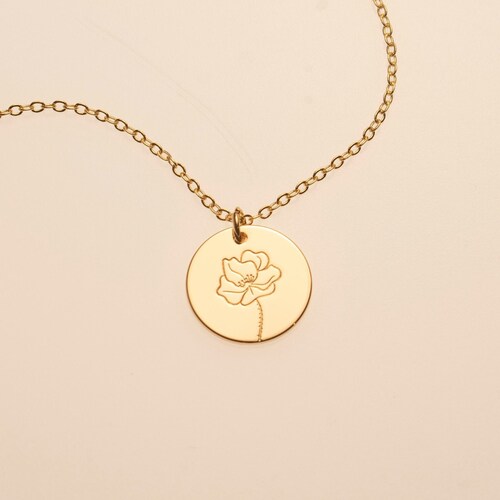 Poppy Disc Necklace - Etsy