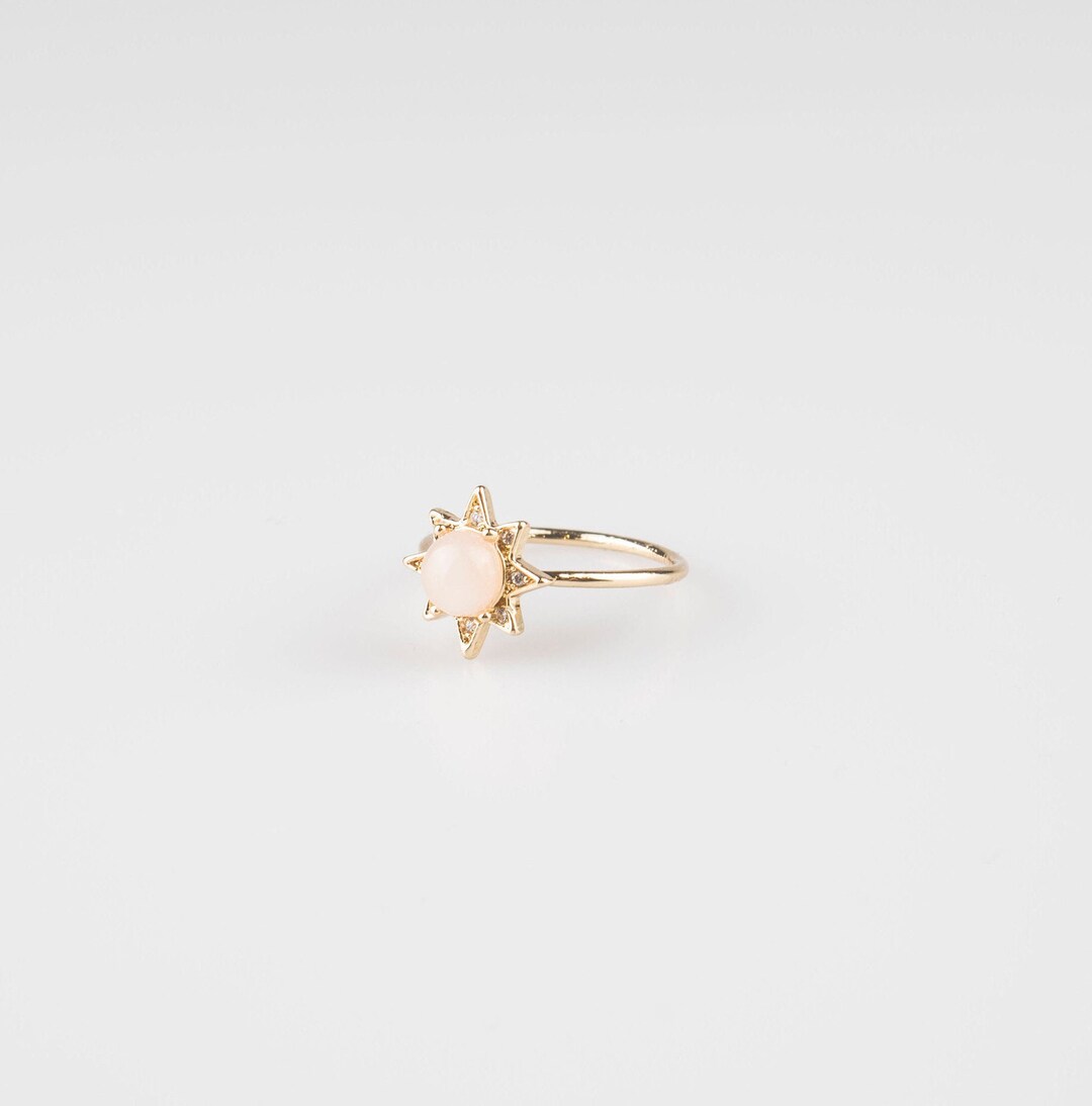 Dainty Celestial Sun Star Unique Raw Stone Gemstone Ring - Etsy