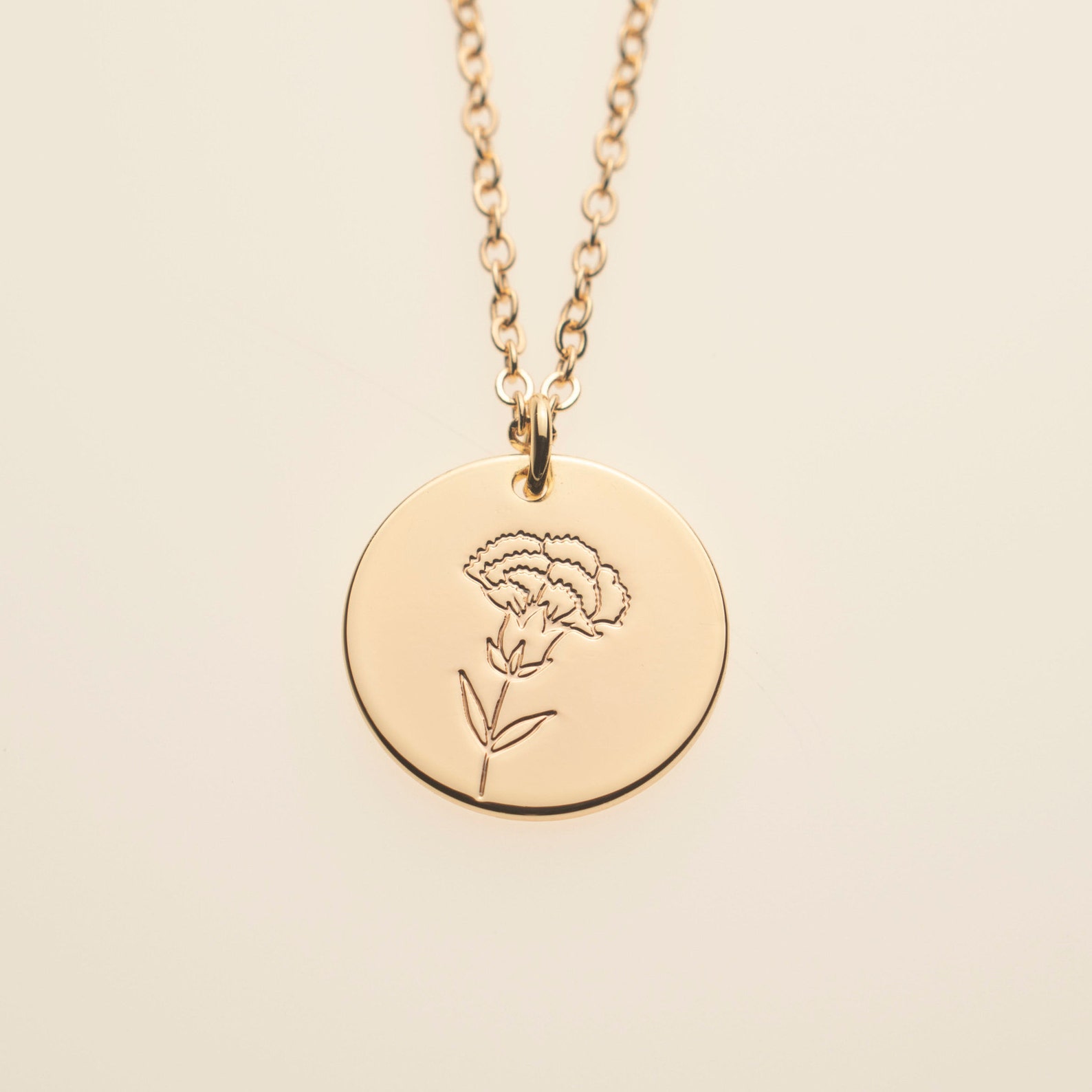 Carnation Necklace ∙ January Birth Flower Necklace ∙ Carnation Jewelry ...