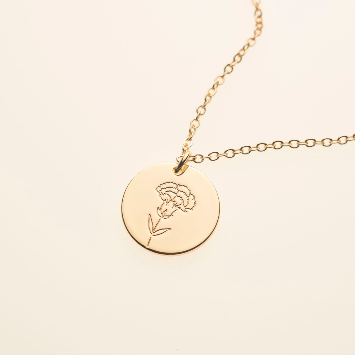 Carnation Necklace ∙ January Birth Flower Necklace ∙ Carnation Jewelry ...