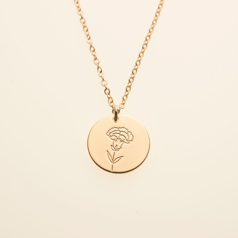 Carnation Necklace ∙ January Birth Flower Necklace ∙ Carnation Jewelry ...