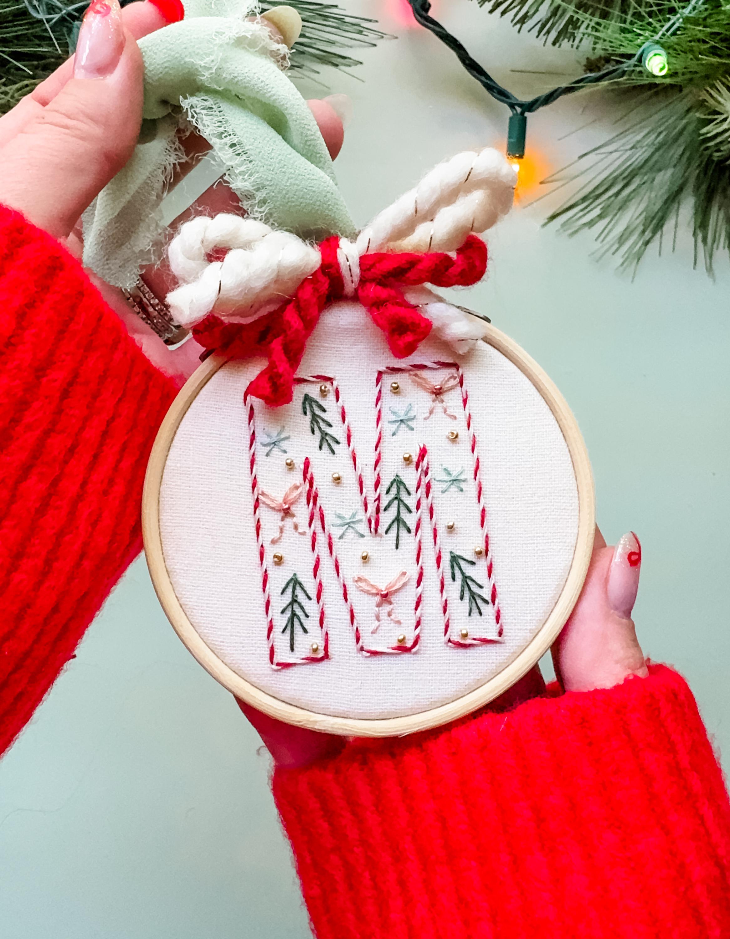 Merry Alphabet Ornament Kit- Choose Your Letter - Embroidery Kit - Etsy