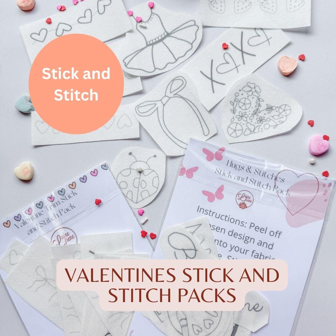 Valentines Stick and Stitch Packs - Valentines Embroidery Patterns ...