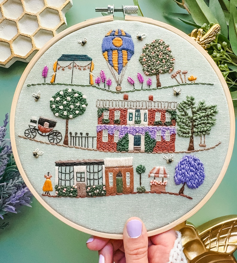 Regency Era Village - Full Kit - Hand Embroidery Kit- DIY Embroidery ...