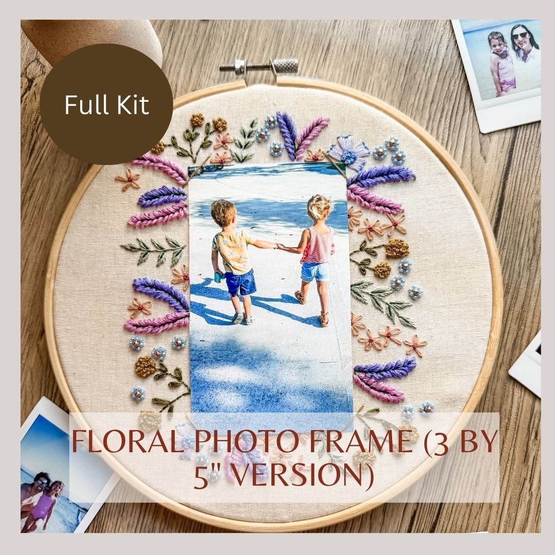 Floral Photo Frame (3" X 5" Version)- Full Kit- Hand Embroidered Photo ...