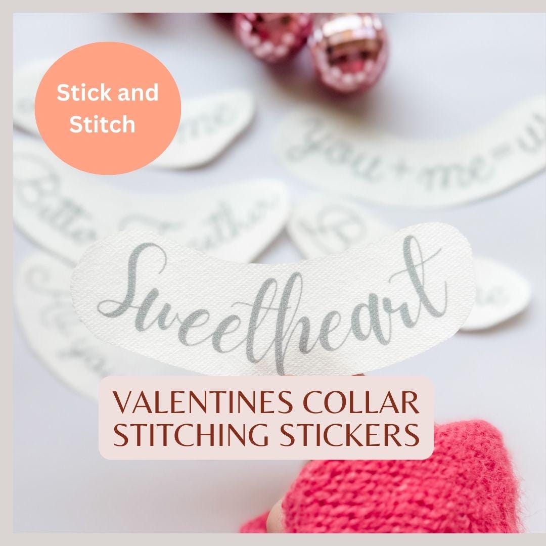 Valentine's Collar Stitching Stickers- DIY Hand Embroidery Project- for ...