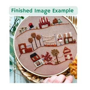 Fall Village Full Kit - Hand Embroidery Kit - Intermediate Level - With ...