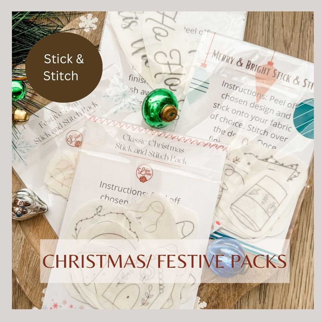 Christmas Stick & Stitch Packs- DIY Embroidery- Embroidery Stickers - Etsy