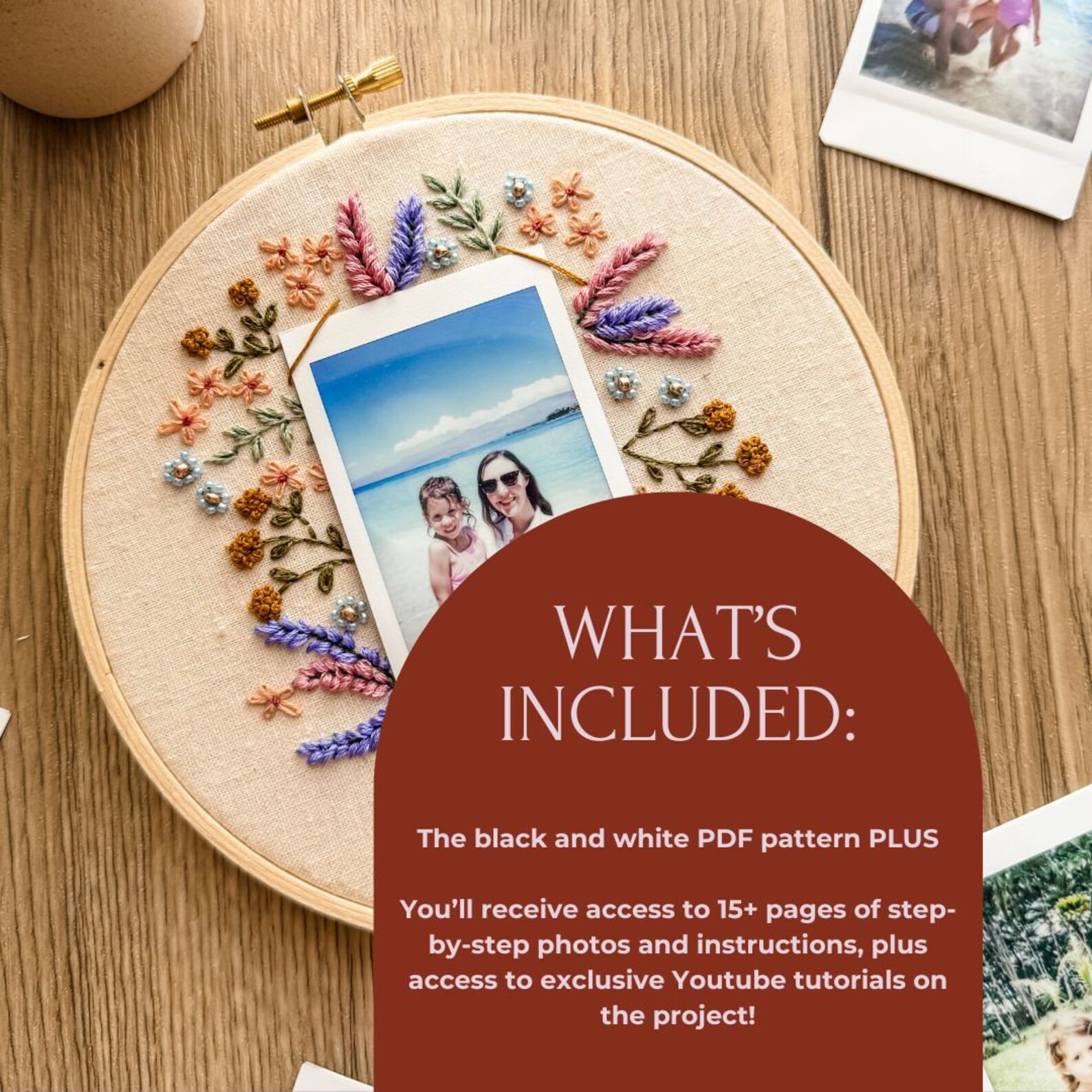Floral Photo Frame Polaroid Version- PDF Pattern- Instant Download ...