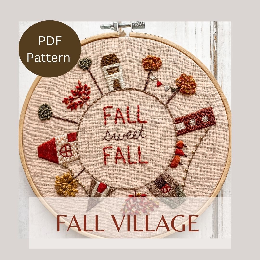 Fall Sweet Fall Mini Village- PDF PATTERN ONLY - Autumn Embroidery ...