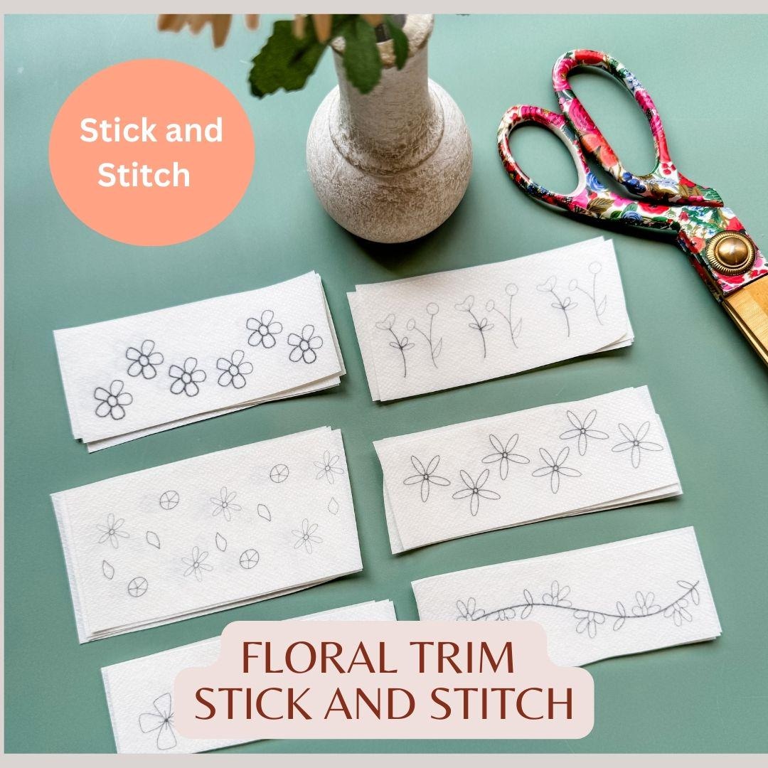 Floral Trim Stick and Stitch Pack - Flower Embroidery Patterns - Mini ...
