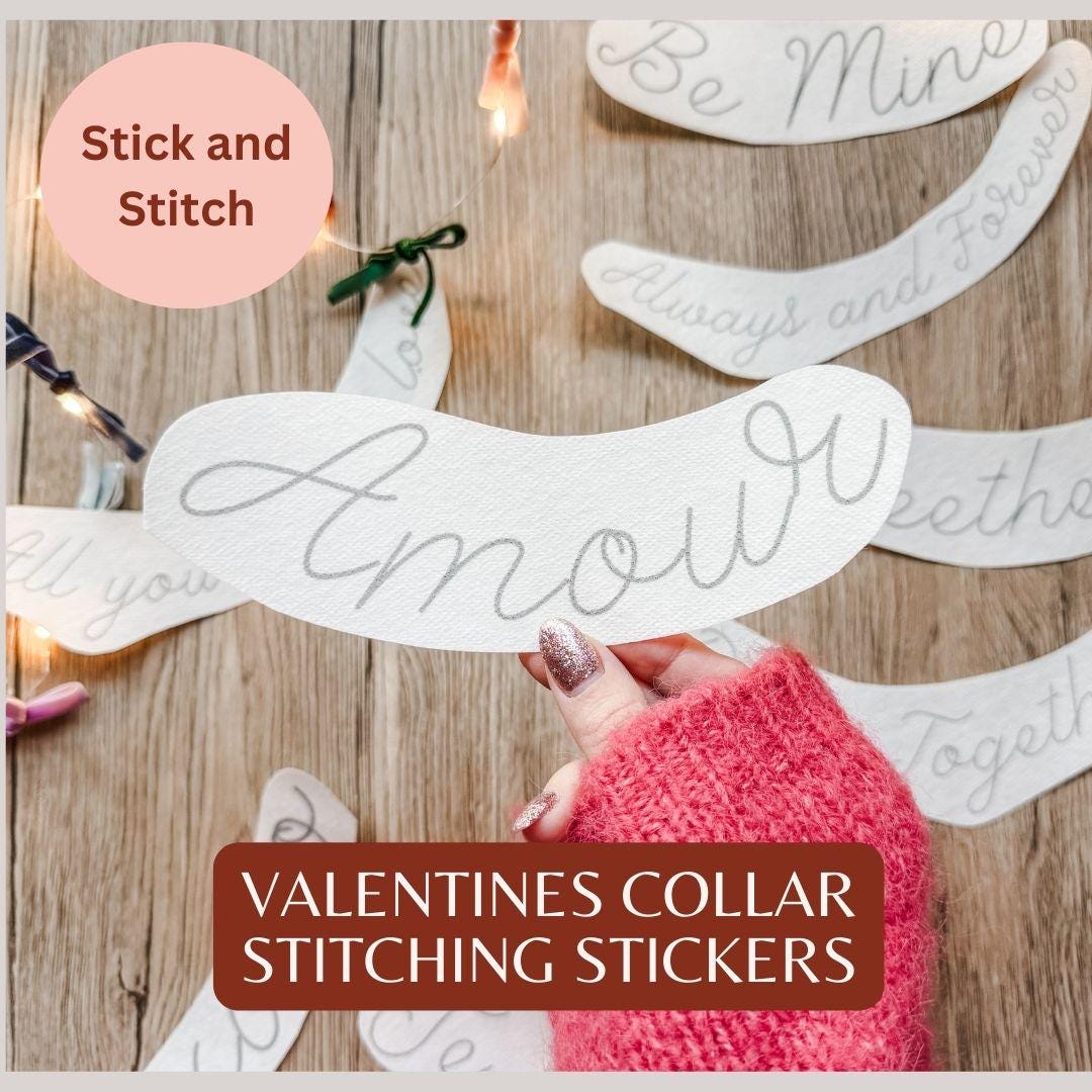 Valentine's Collar Stitching Stickers- DIY Hand Embroidery Project- for ...