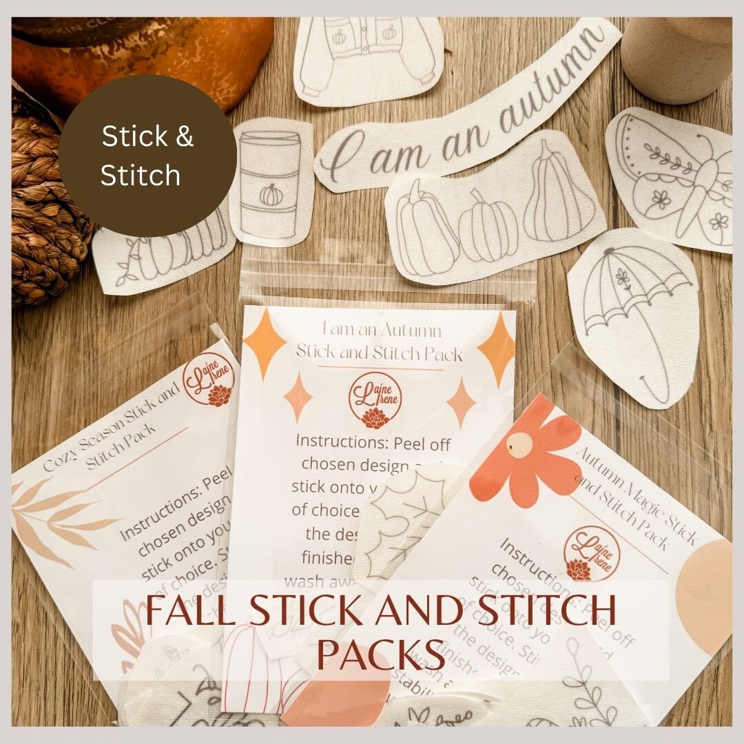 Fall Stick & Stitch Packs- DIY Embroidery- Embroidery Stickers- Fall ...