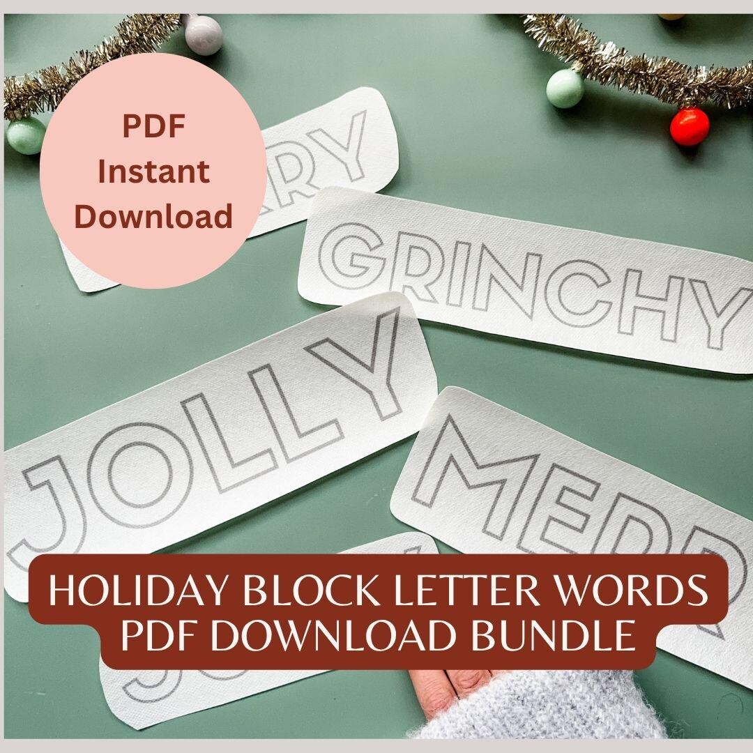 Holiday Block Letter Words Bundle PDF Download - Instant Digital ...