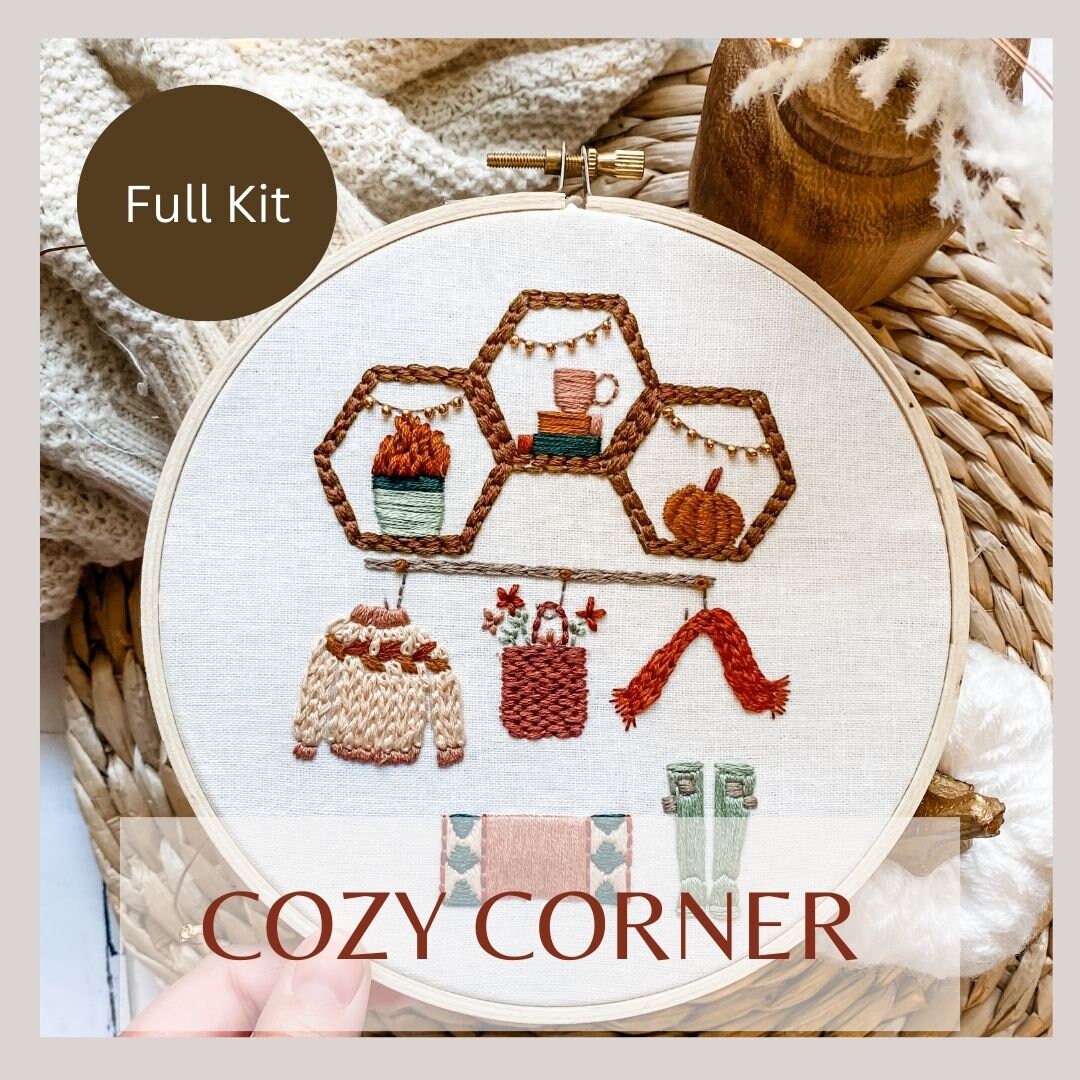 Cozy Corner Full Kit - Hand Embroidery Kit - Intermediate Level - With ...