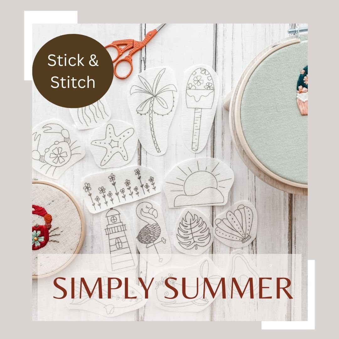 Simply Summer Stick and Stitch Pack - Modern Happy Embroidery Designs ...