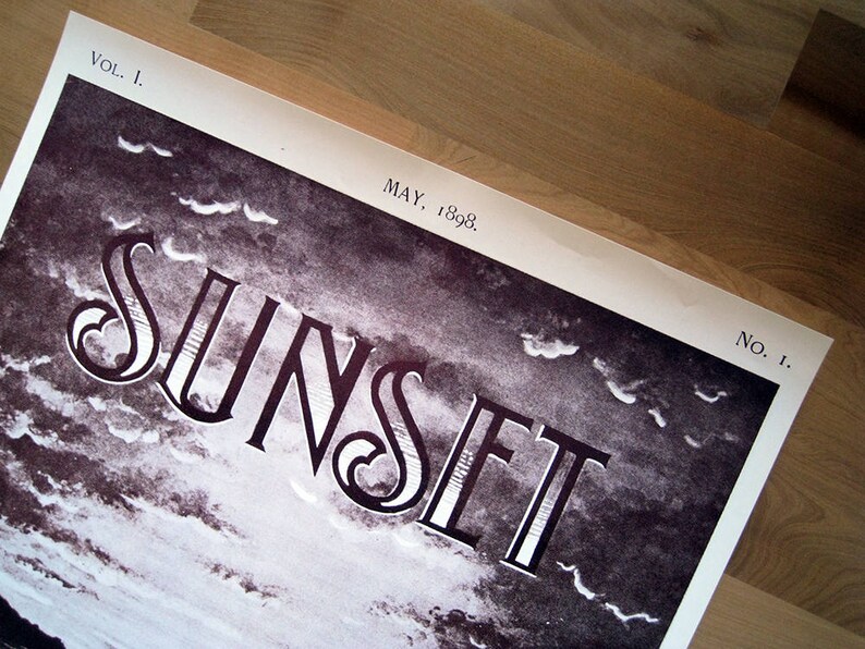 Sunset Magazine Large Paper Poster First Cover May 1898 New - Etsy