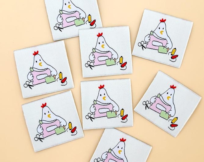 Minki Kim - Sewing Chicken Woven Labels; Set of 8 Labels; Approx. 1.75 ...