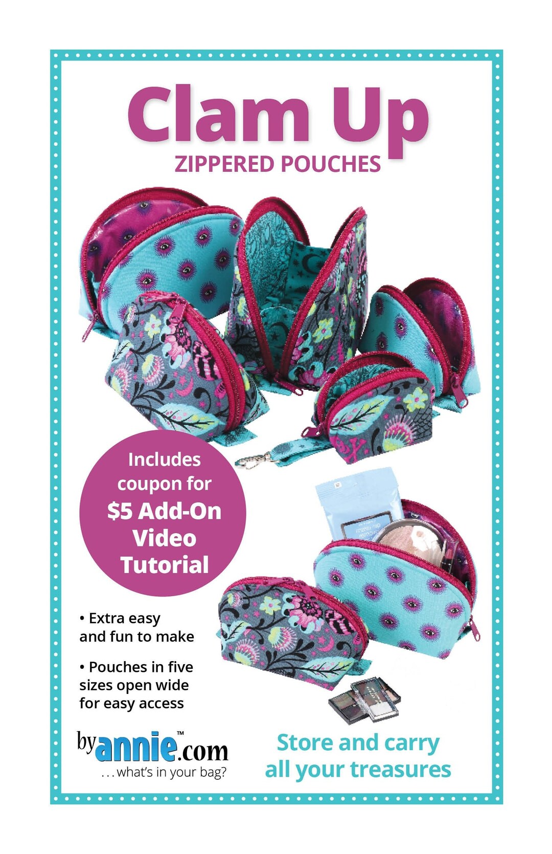 Clam up Zippered Pouches Byannie Pattern, PAPER PATTERN ONLY - Etsy