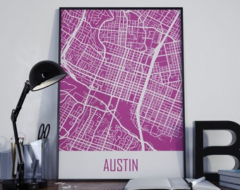Austin map | Etsy