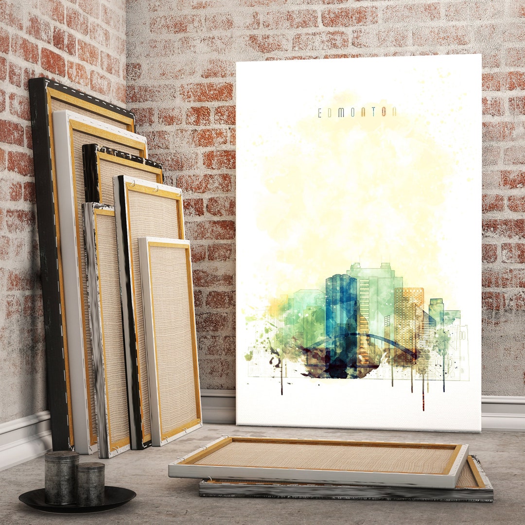 Edmonton City Landscape Watercolor Wall Art, Canada Fashion Wall Decor ...