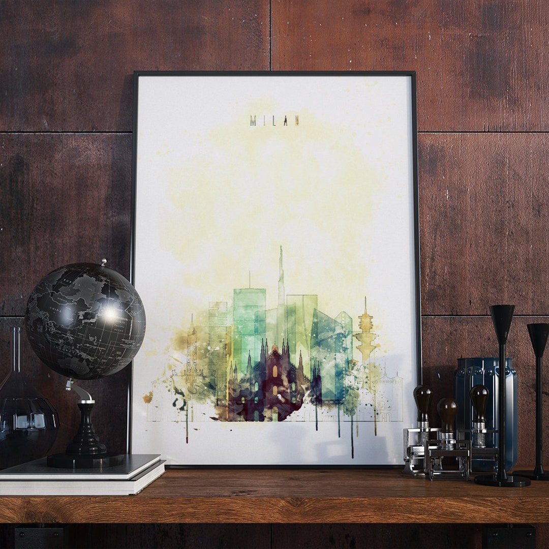 Milan Watercolor Poster, Milan City Poster, Milan Decor Wall, Italy ...
