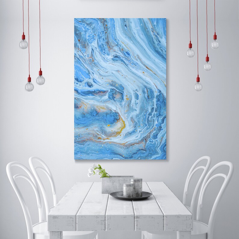 Blue and White Water Splash Abstract Art Canvas Decor | Etsy
