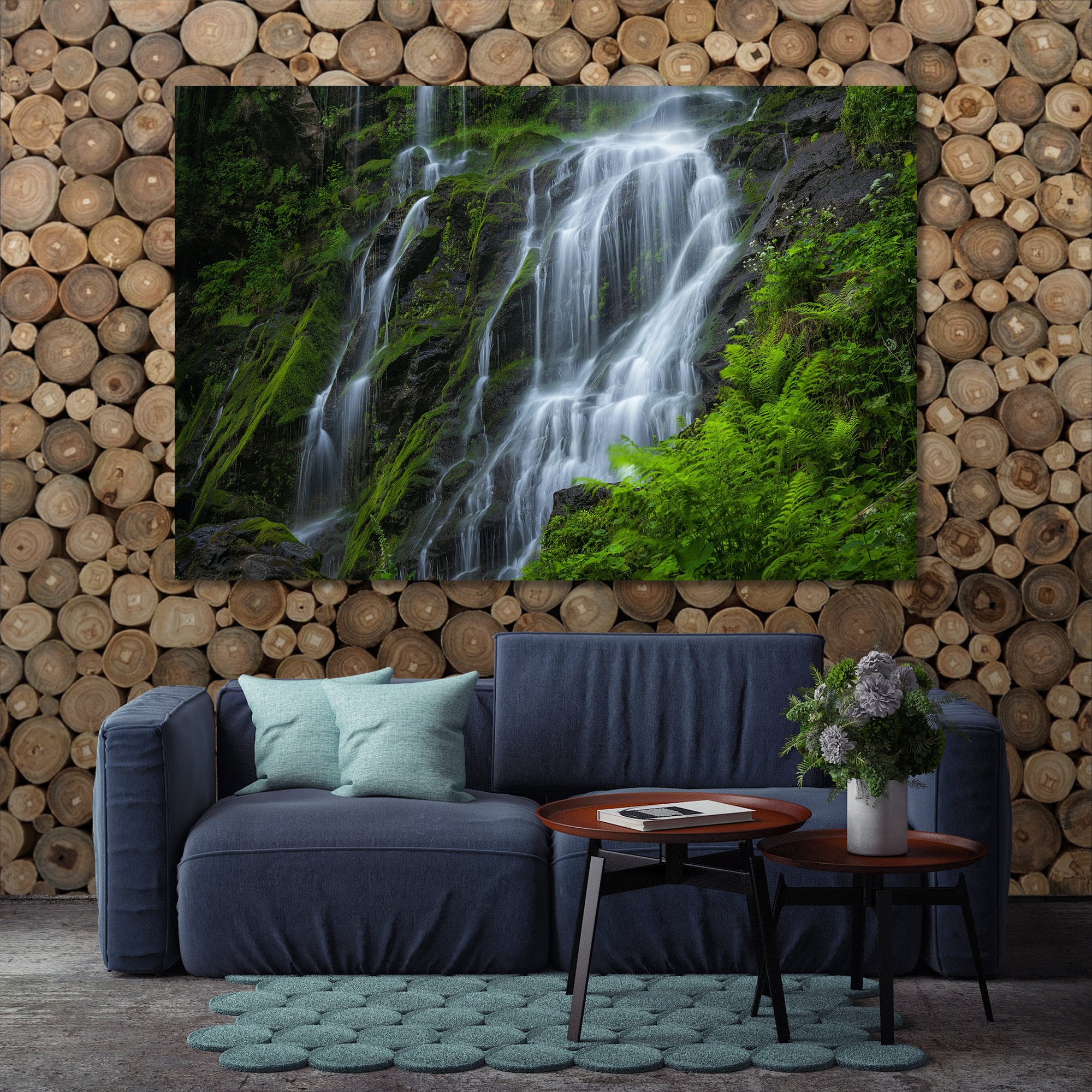 Waterfall canvas wall art Waterfall paintings for living room | Etsy