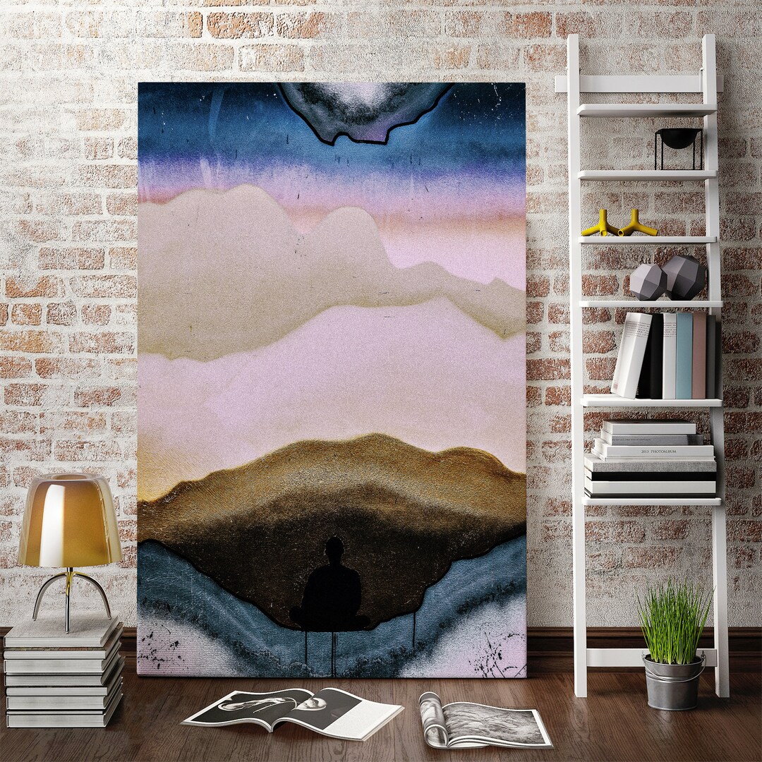 Illustration of Man Sitting With Meditating Abstract Art Decor - Etsy