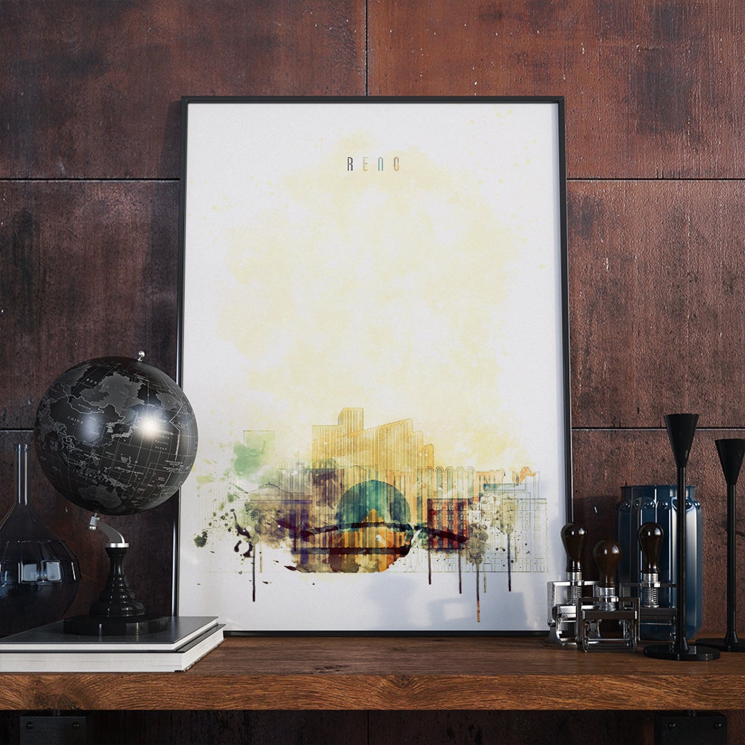 Reno Watercolor City, Reno Poster Print, Reno Modern Wall Art, Reno ...