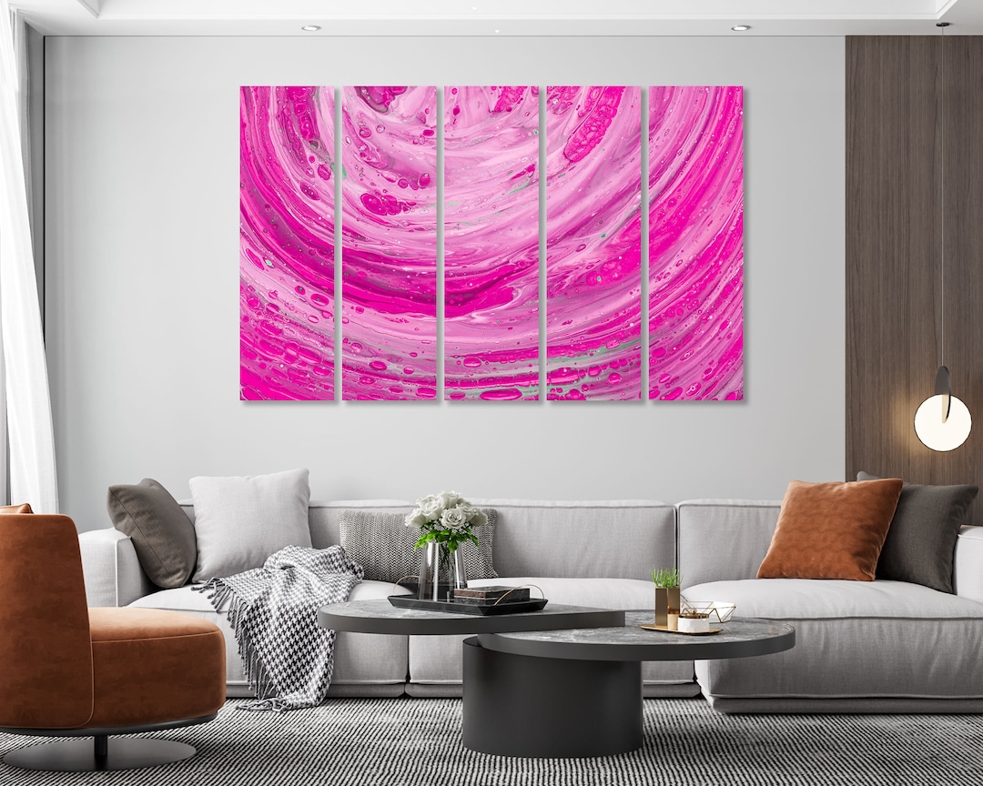 Pink Abstract Art for Home Decor, Pink Artwork on Canvas, Abstract ...