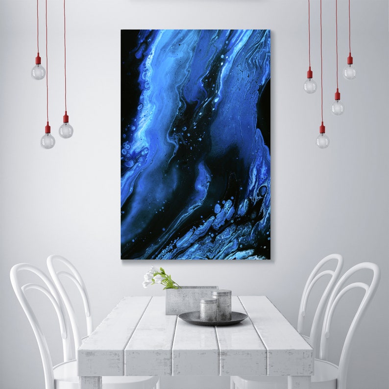 Blue and Black Abstract Art Print on Canvas Stylish Abstract - Etsy