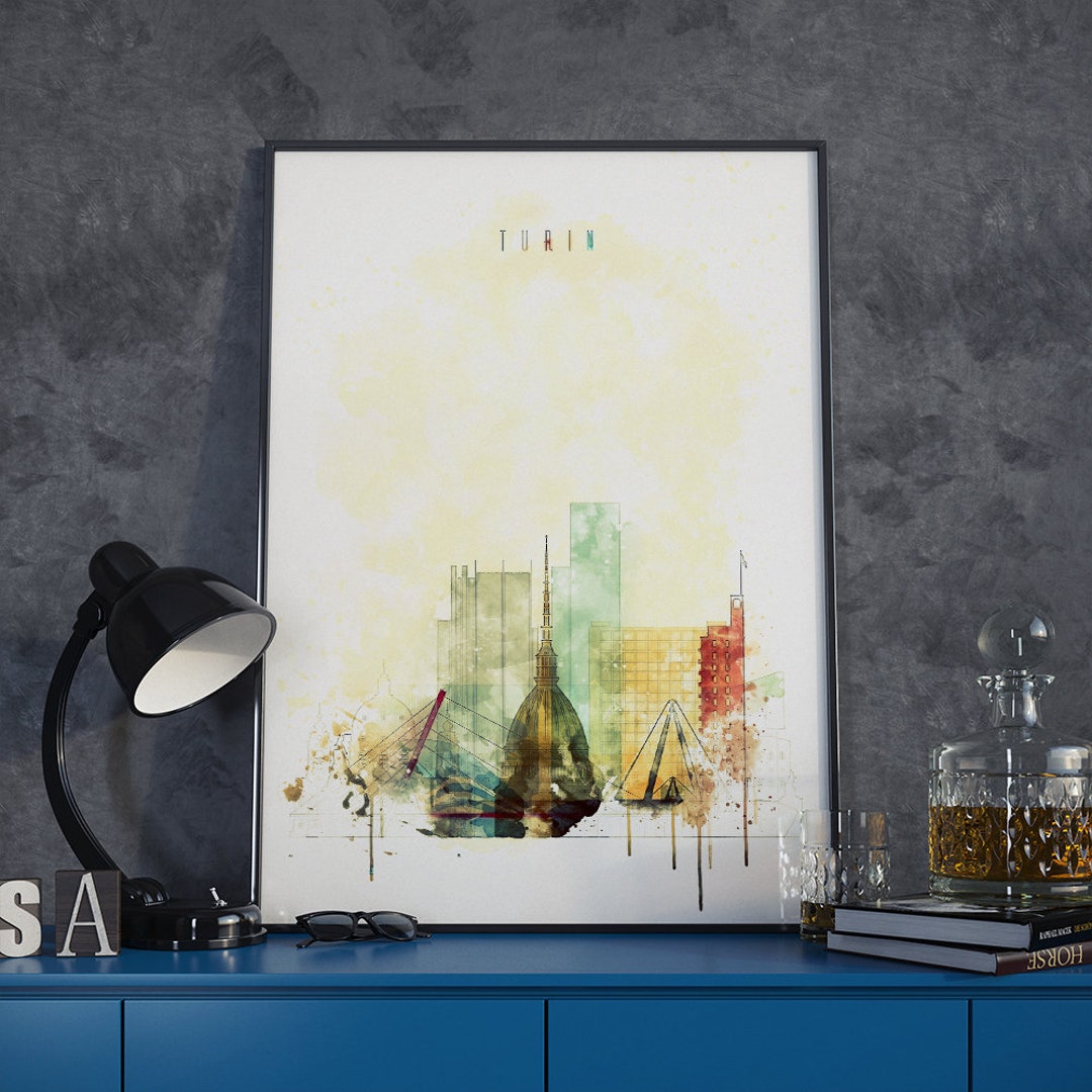 Turin Watercolor Print, Turin Modern Wall Art, Turin Original Artwork ...