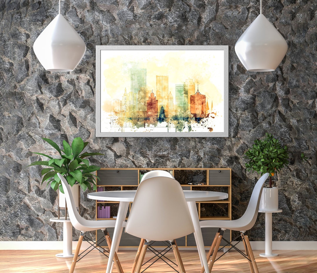 Tulsa Watercolor Skyline, Tulsa Wall Art, Tulsa Watercolor Poster for ...