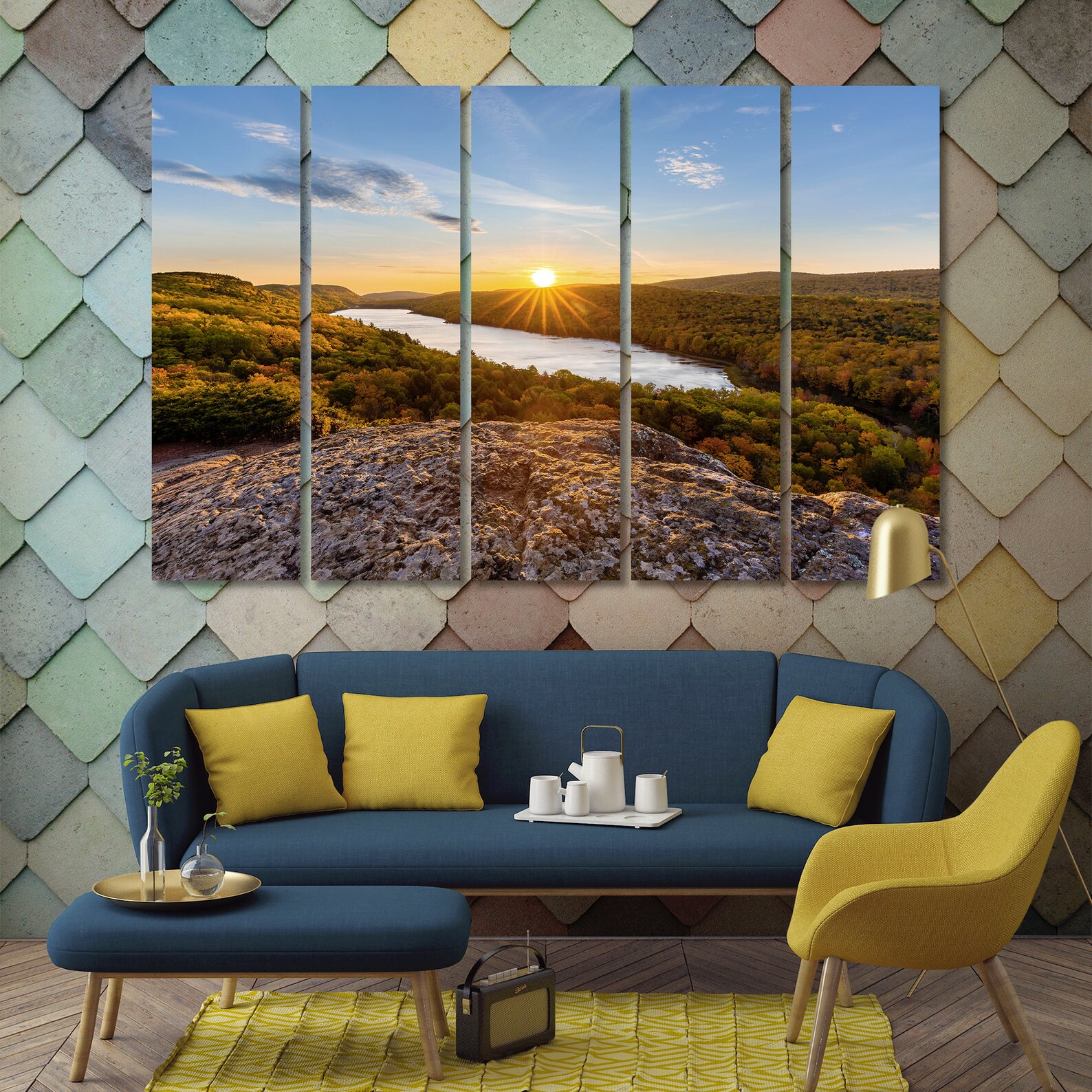 Lake of the Clouds at Sunset Living Room Wall Decor Ideas | Etsy