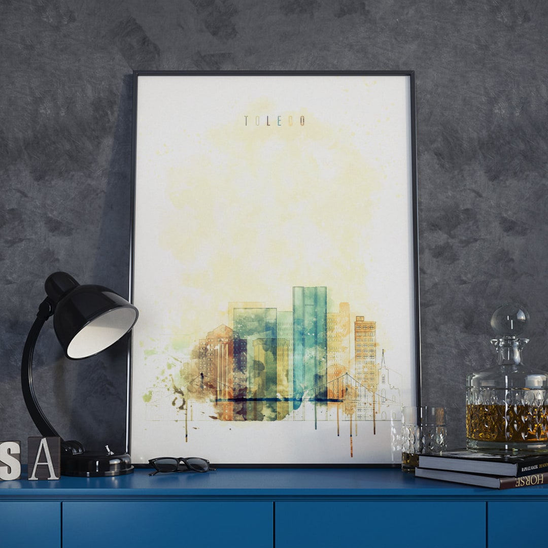 Toledo City Print, Toledo Poster, Toledo Artwork, Toledo Watercolor ...