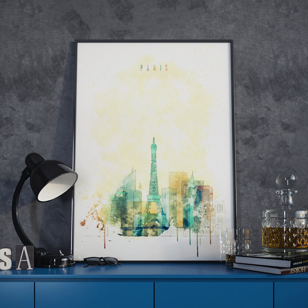 Paris Poster Print Paris Watercolor Print Paris Modern Wall - Etsy